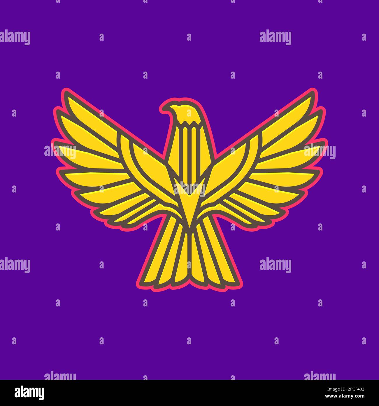 flying bird carnivore falcon wings geometric modern colorful abstract ...