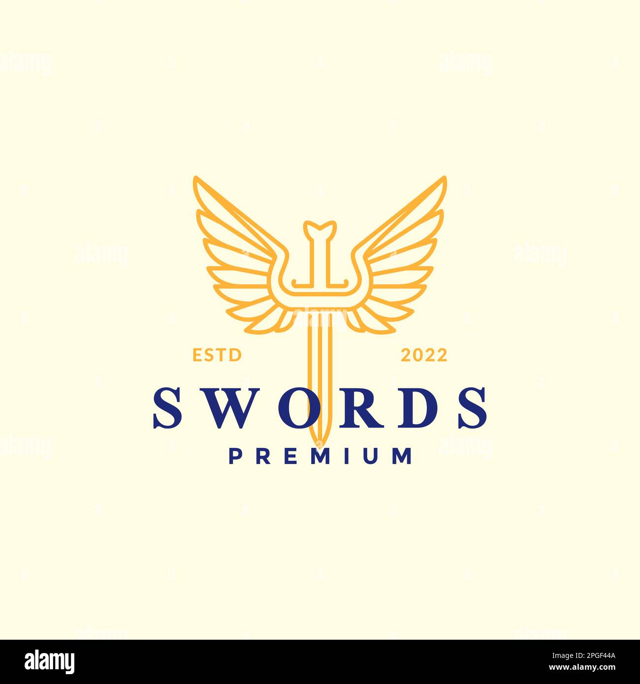 sword wings angel luxury line minimalist logo design vector Stock ...