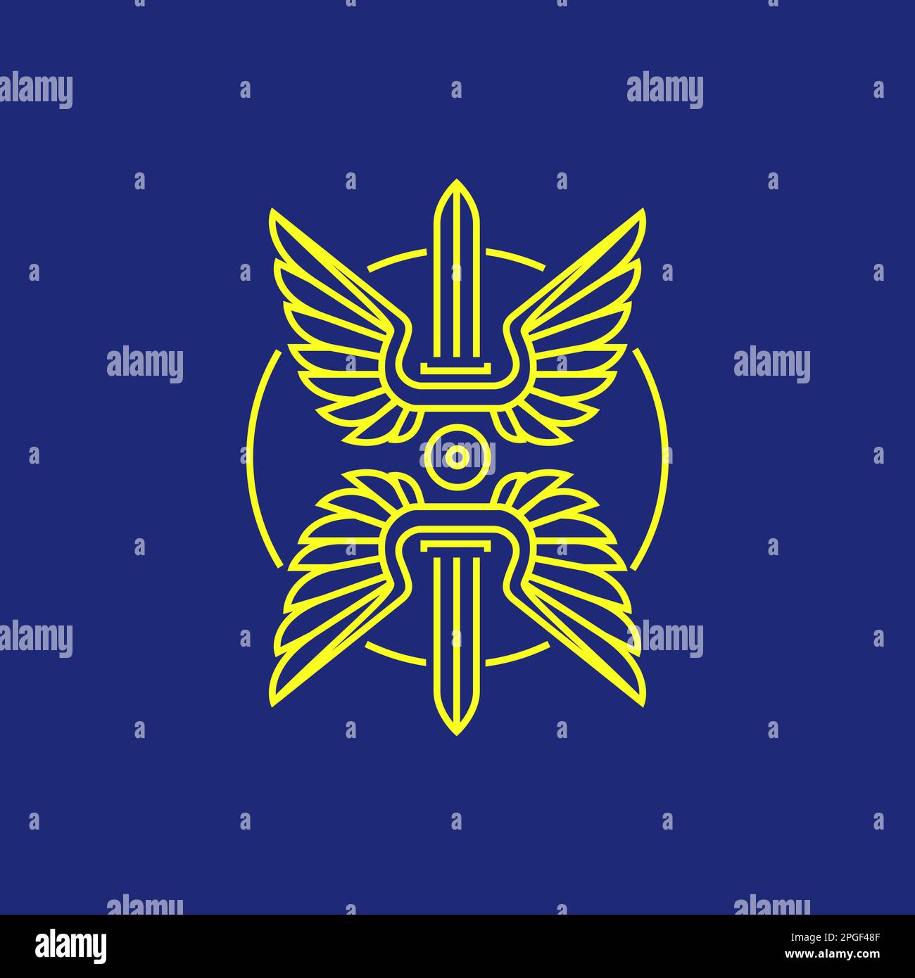 wings and swords circle modern line minimal logo design vector Stock ...