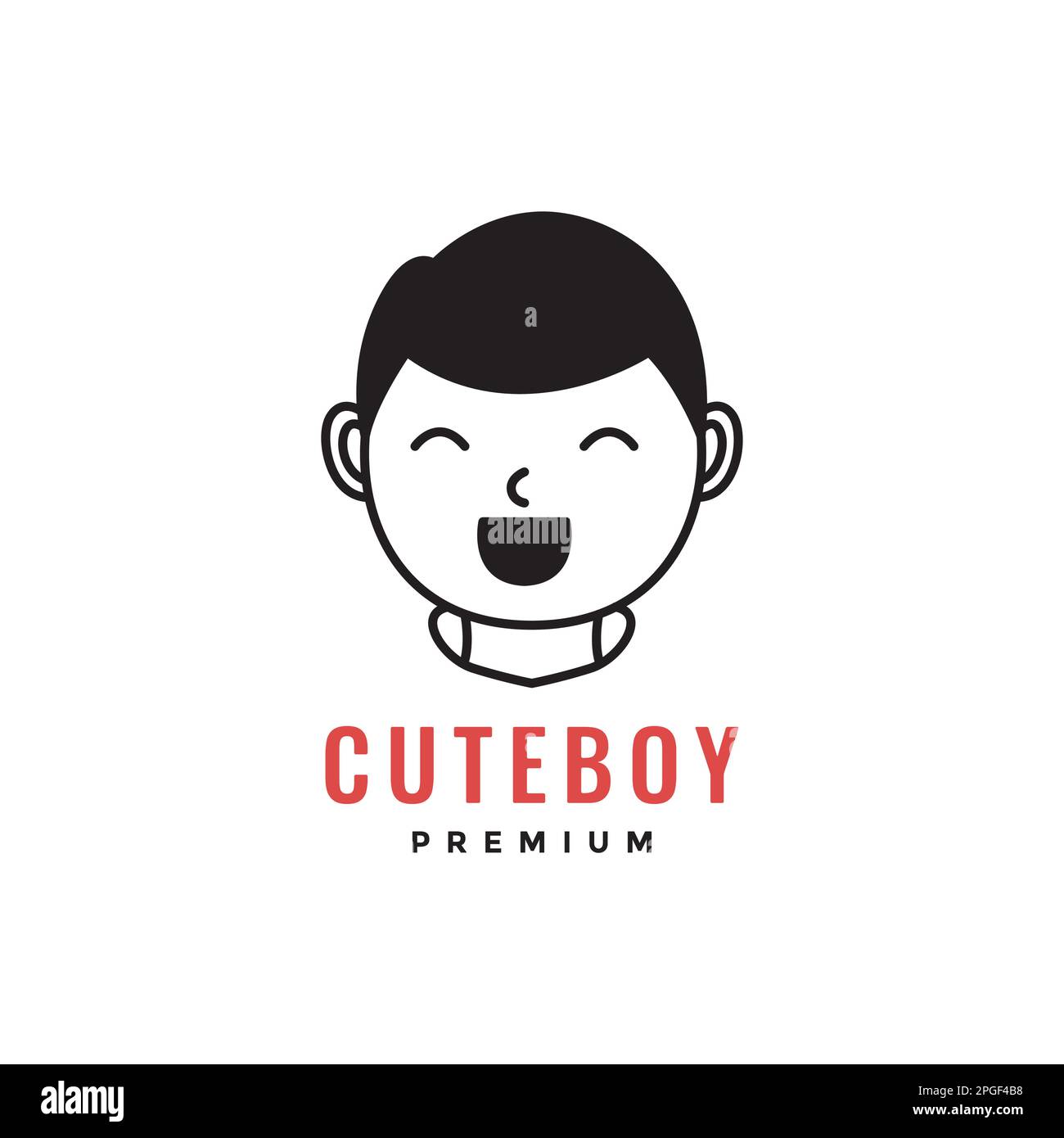face boy smile happy cute mascot modern simple logo design vector Stock ...