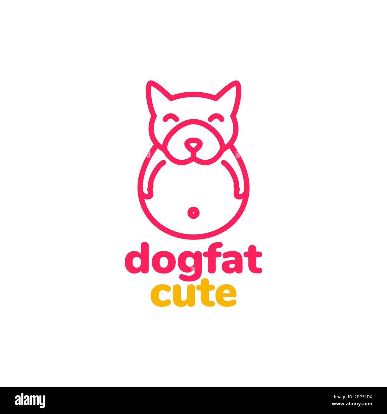animal pets dog canine paw puppy fat geometric mascot smile line ...