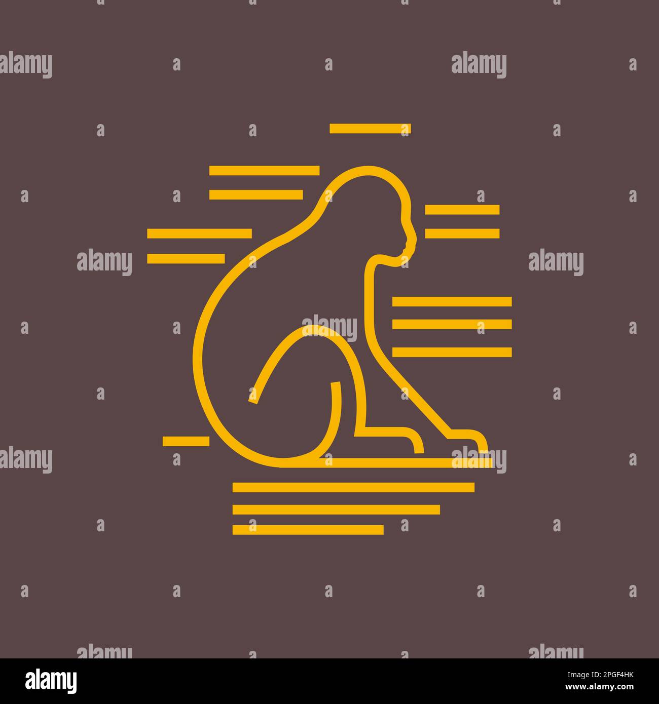 animal tree primate ape monkey alone sit sunset line minimal modern ...