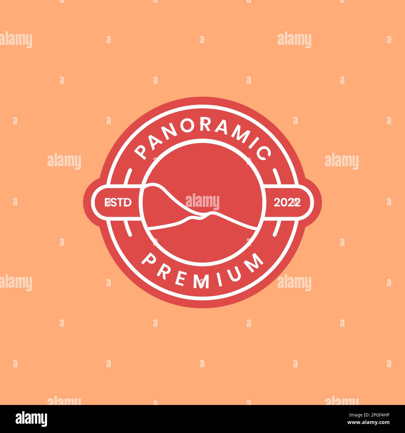 panoramic high hill field nature outdoor minimal circle line badge ...