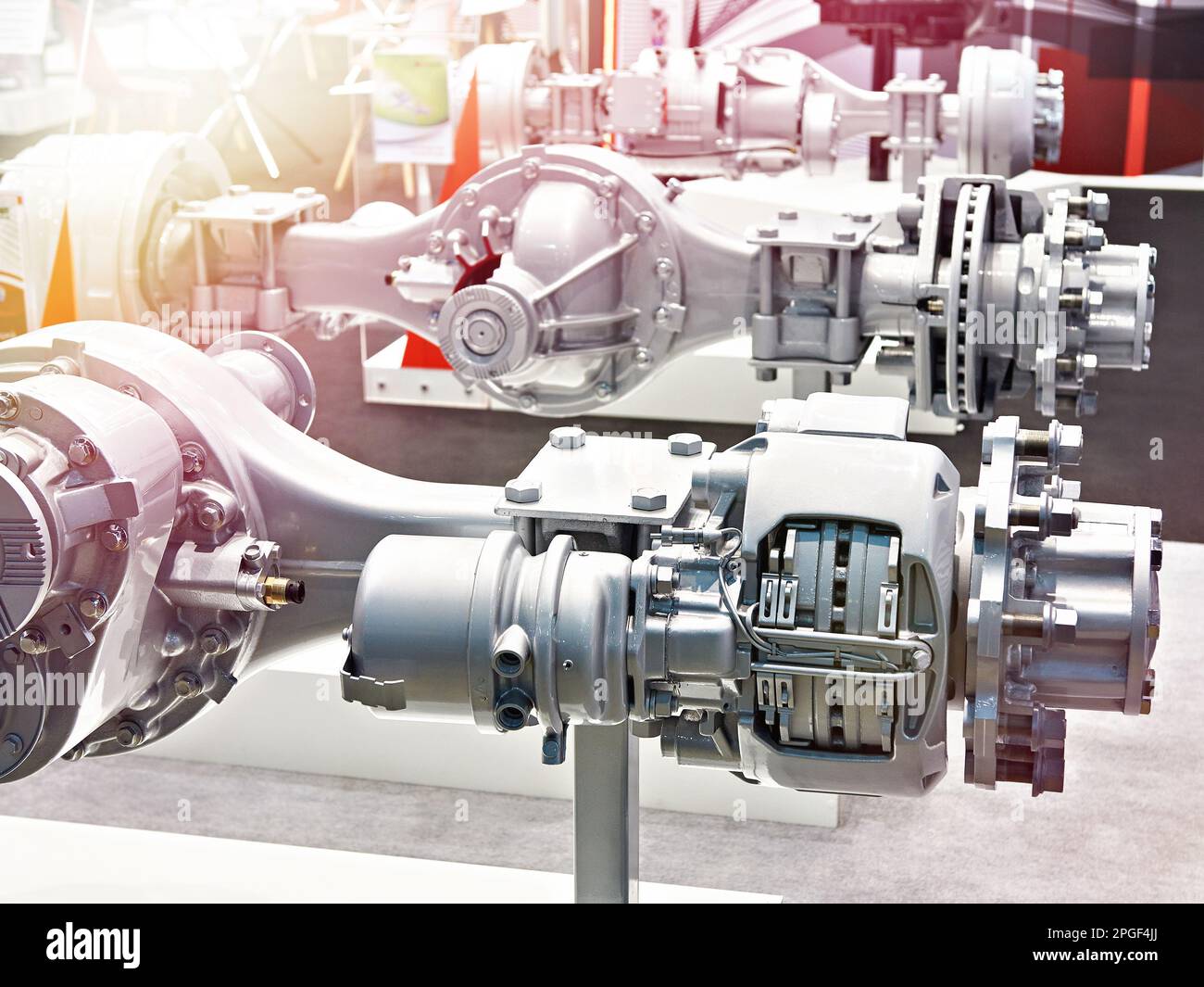 Single reduction driving axles on exhibition Stock Photo - Alamy