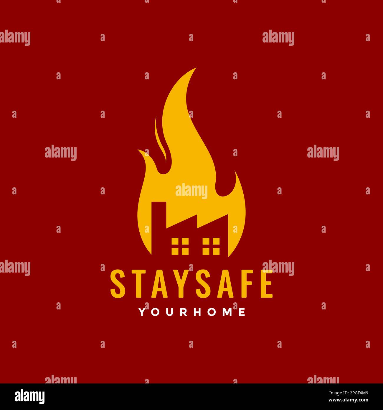stay safe danger fire flame home company secure flat modern logo design ...