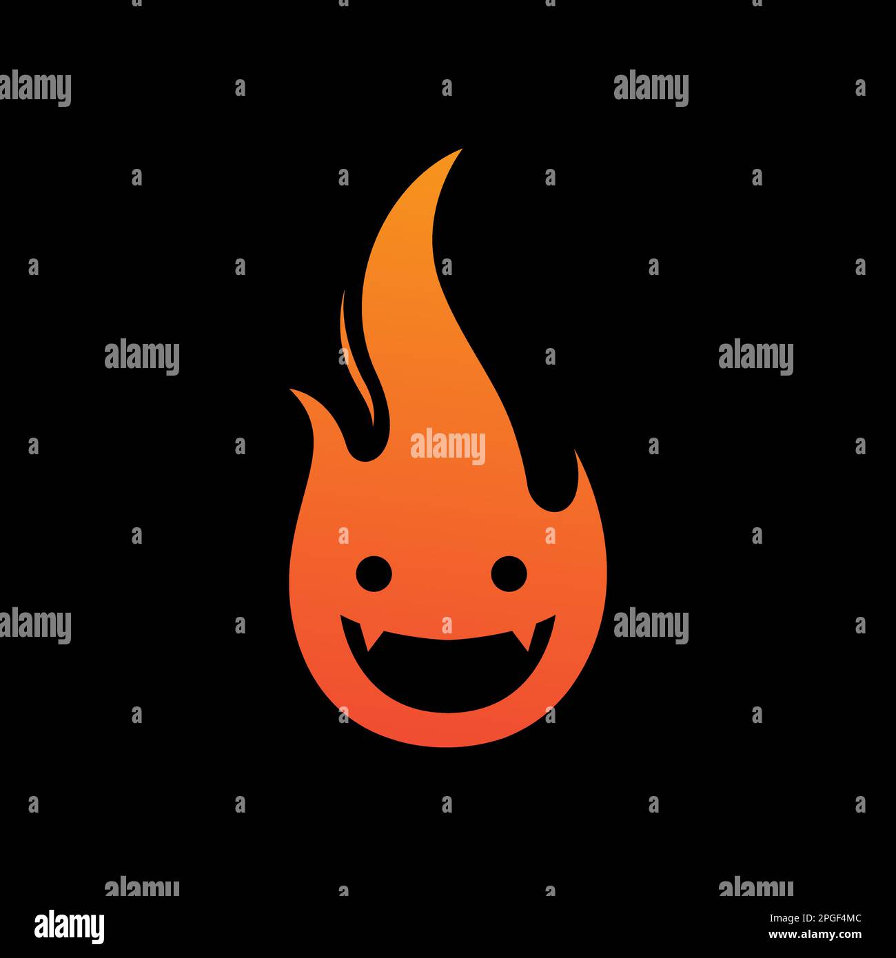 ghost devil fire flame modern abstract mascot smile logo design vector ...