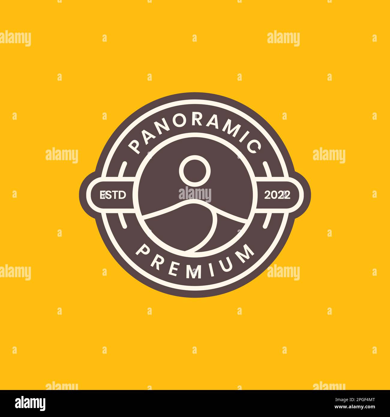 panoramic mountain sun outdoor modern circle badge logo design vector ...