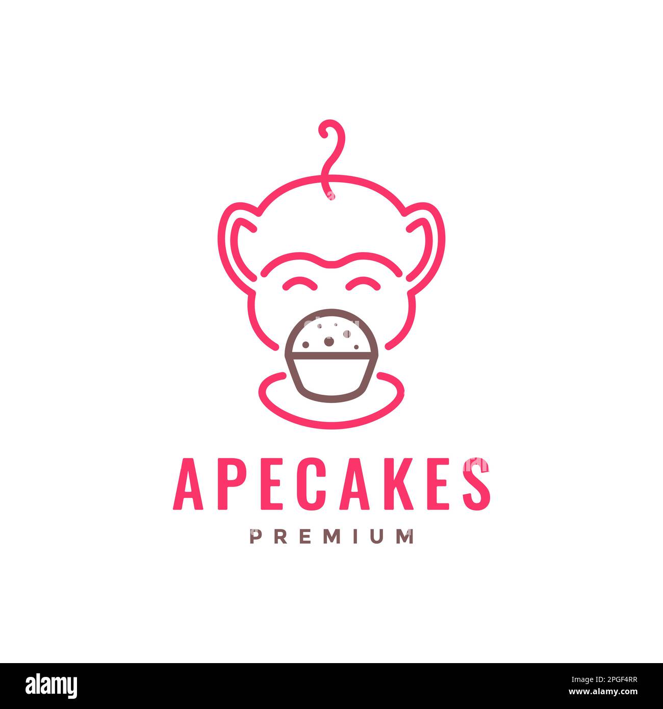 animal primate ape monkey face cake food taste sweet mascot minimal ...
