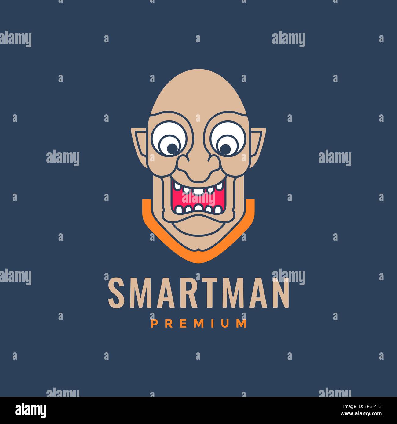 bald man smile happy science smart professor mascot colorful cartoon ...