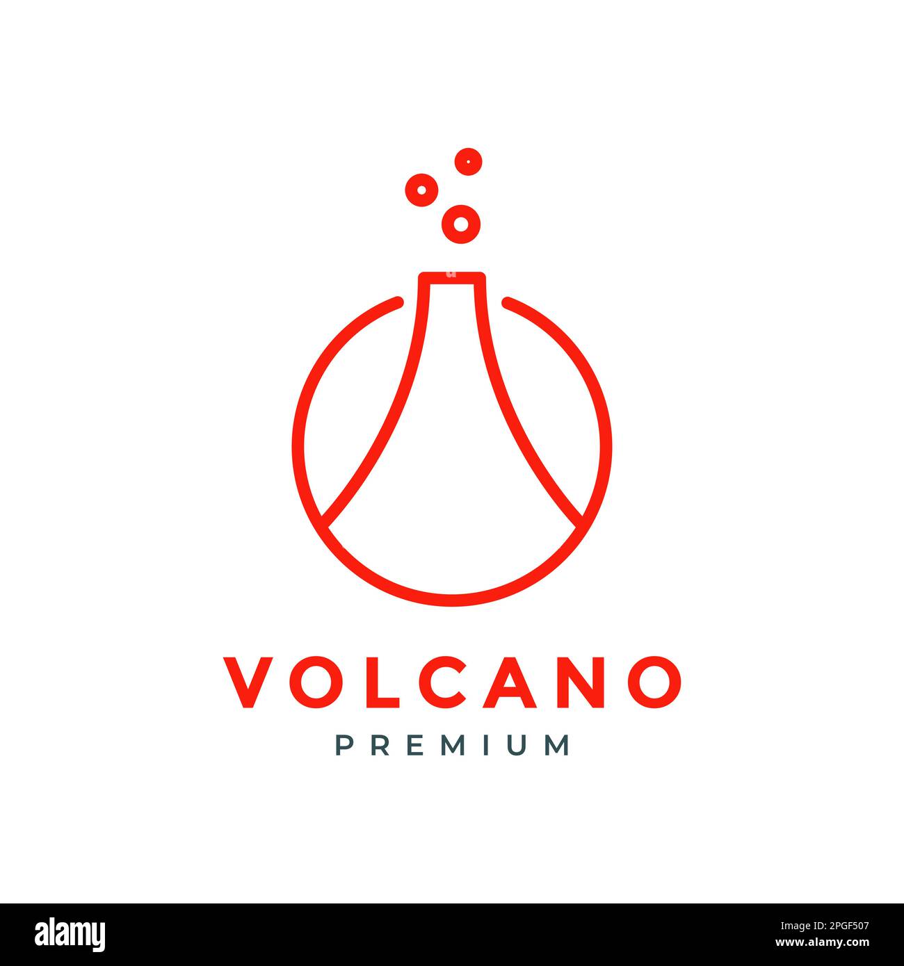 nature mountain eruption volcano geometric line circle modern logo ...