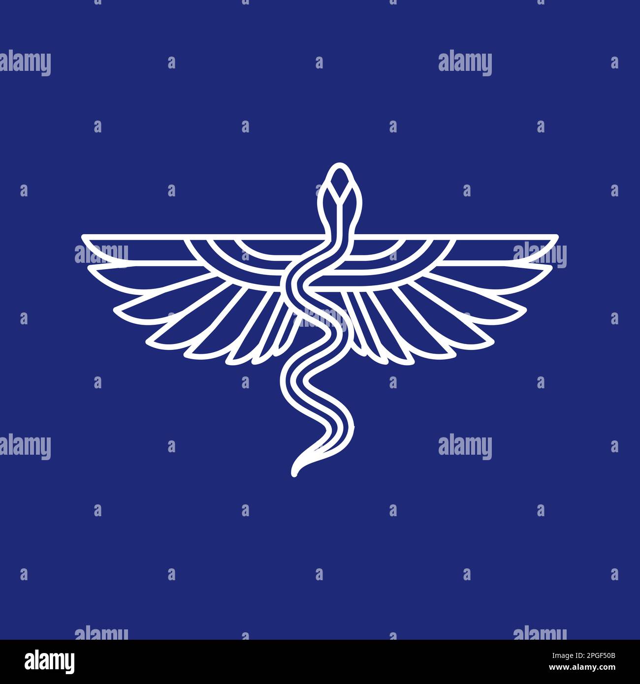 wings with snakes reptile line minimal logo design vector Stock Vector ...