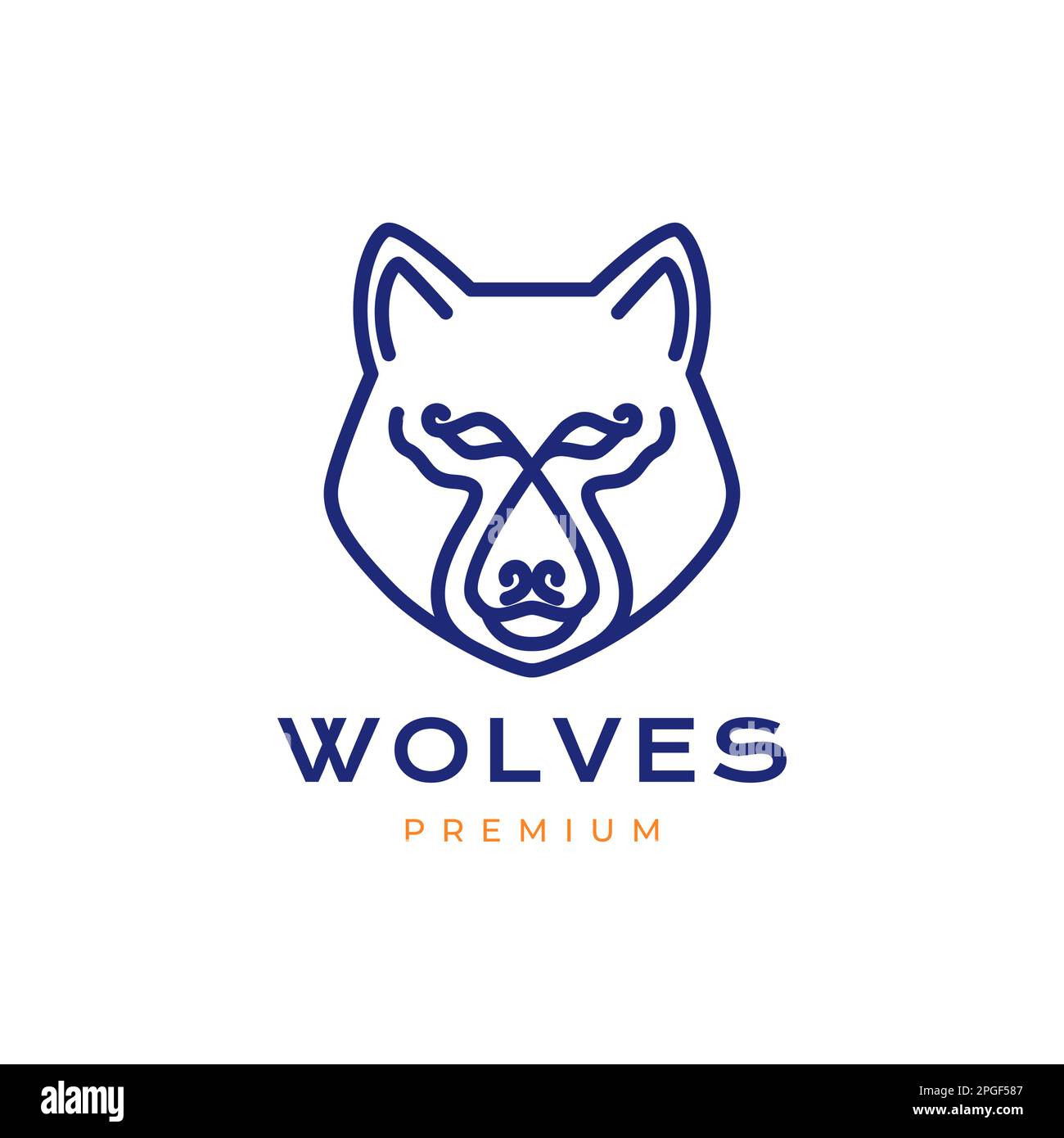 animal wildlife beast forest jungle wolf head line art modern minimal ...