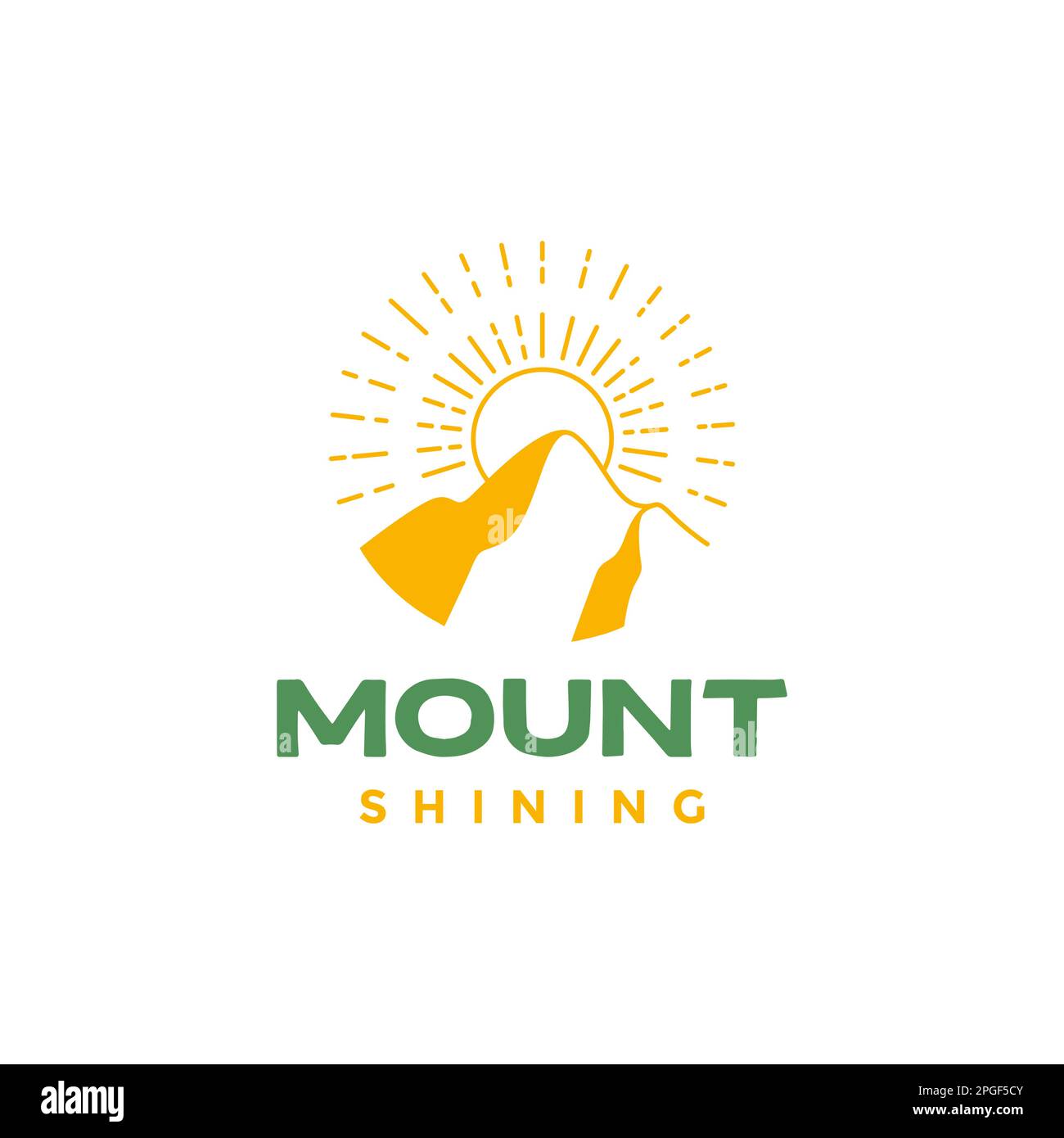 shining sun morning mountain sunburst colorful panoramic logo design ...