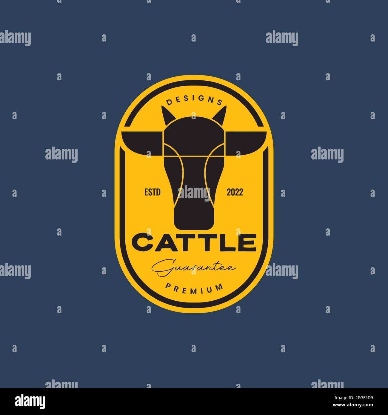 animal cattle livestock cows head milk beef geometric badge vintage logo design vector Stock ...