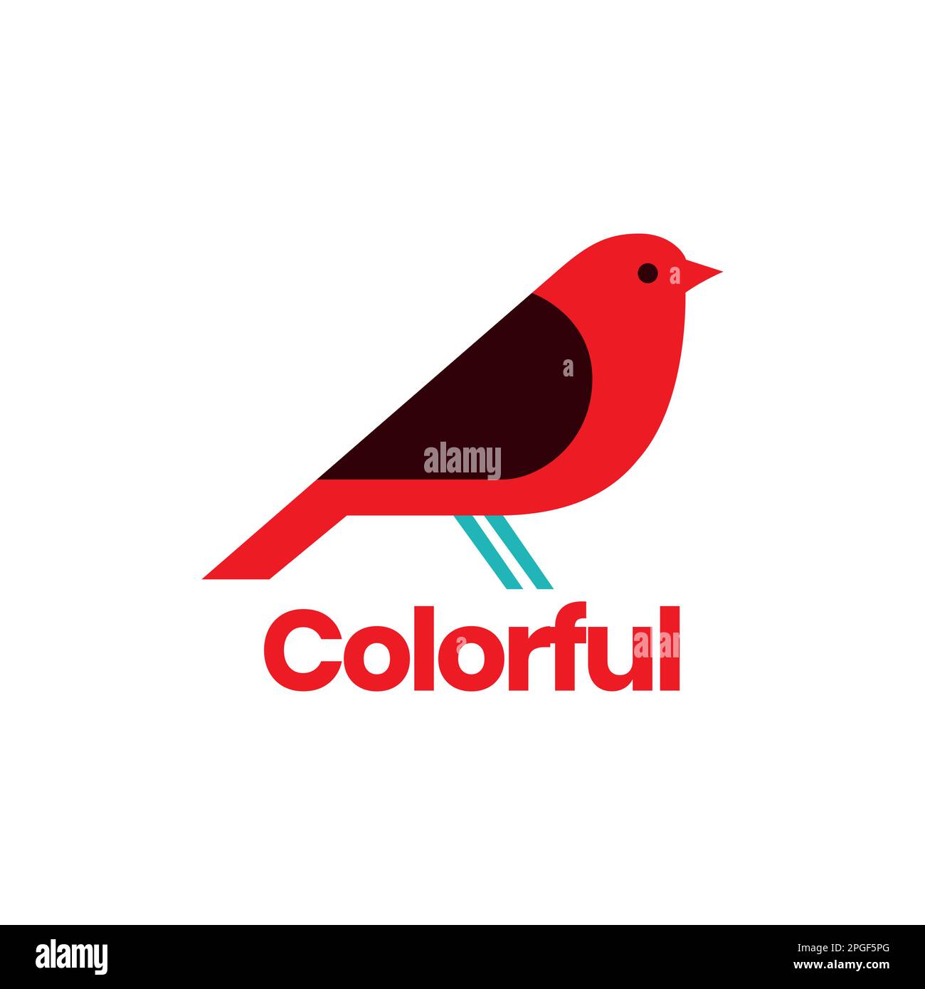 little red bird colorful abstract geometric modern logo design vector ...
