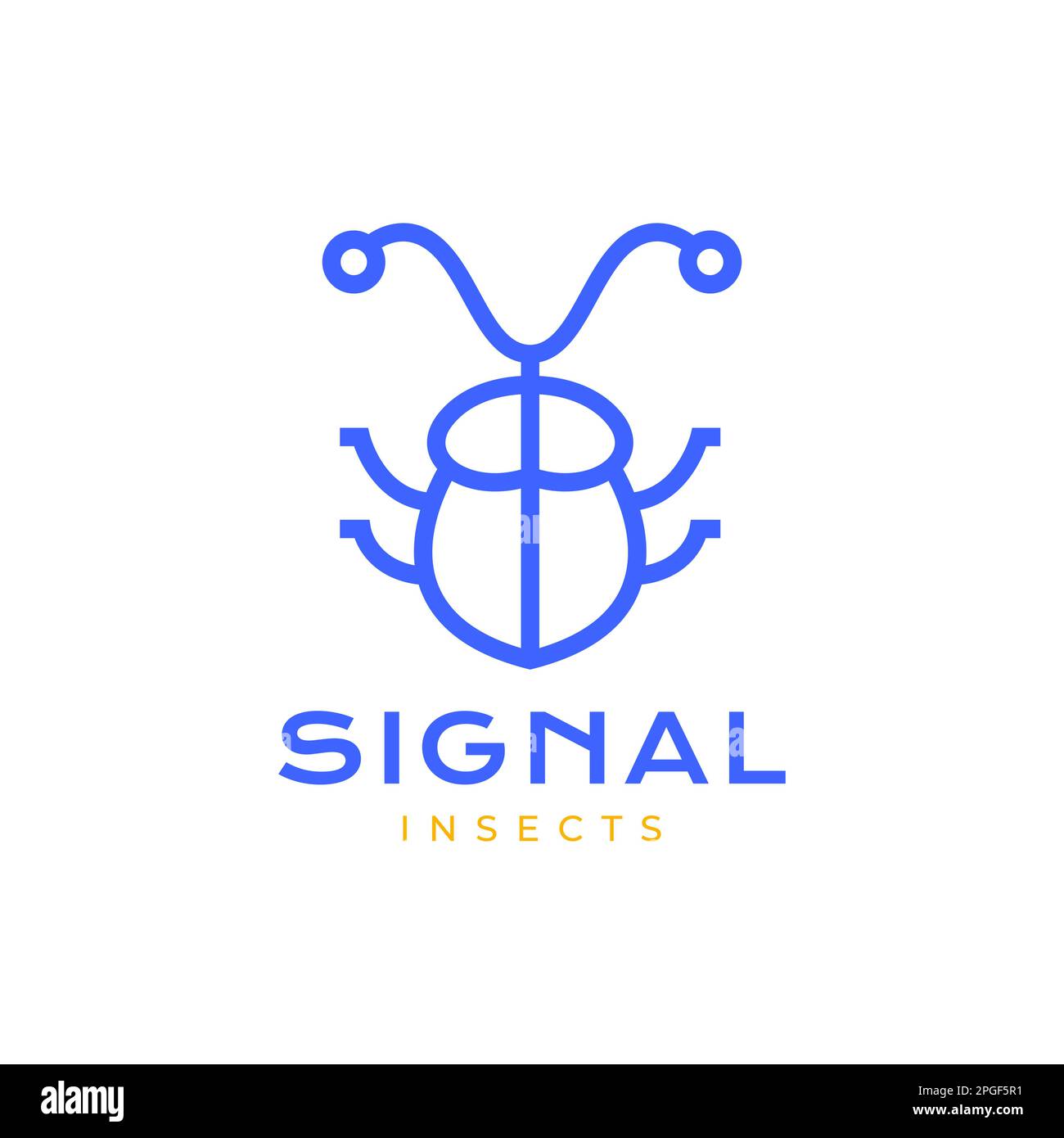antenna insect animal beetle communication signal line modern logo ...