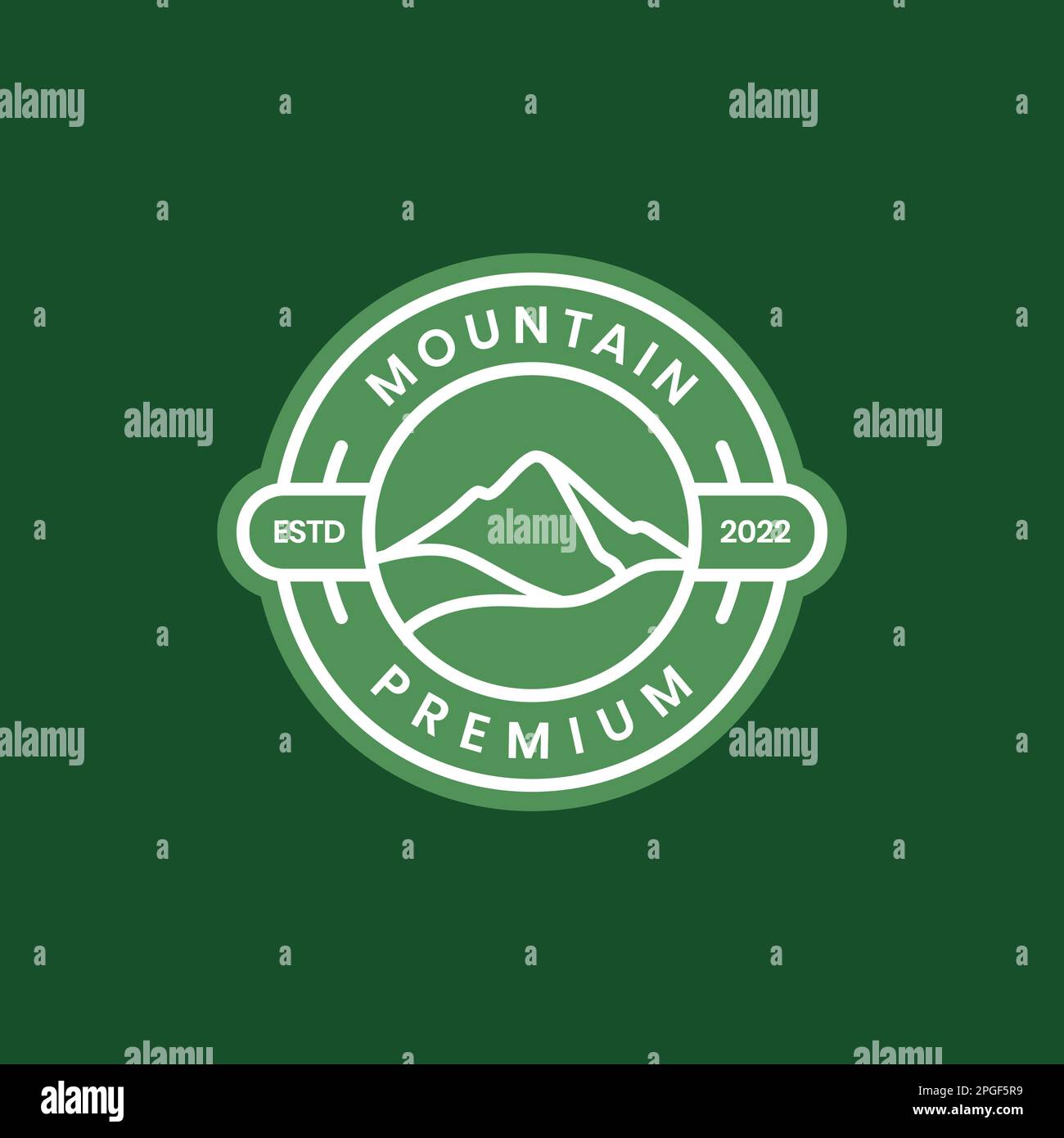 mountain peak hill hill outdoor hiking adventure circle line badge ...