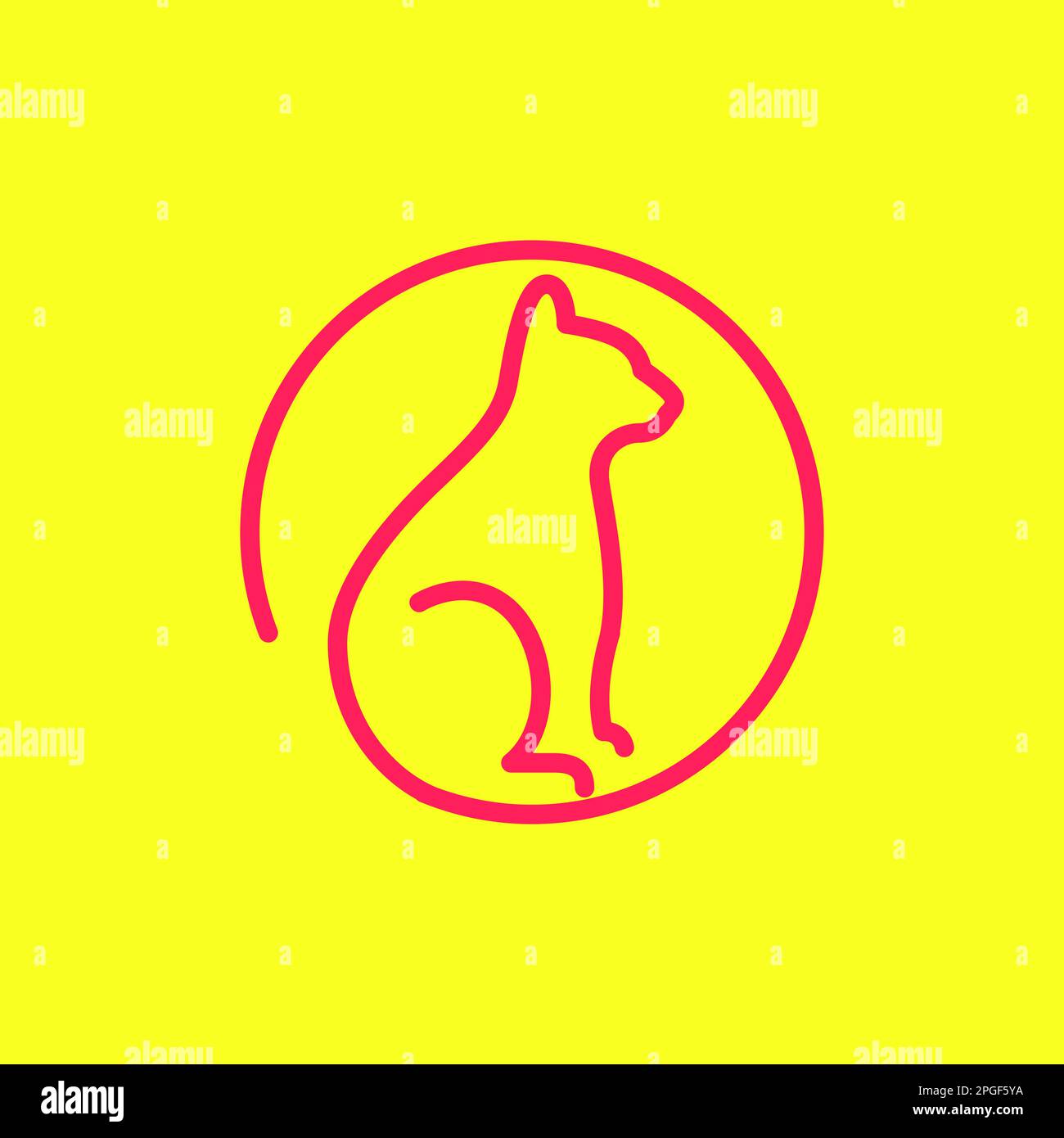 animal pets cat kitty kitten long tails circle geometric modern simple ...