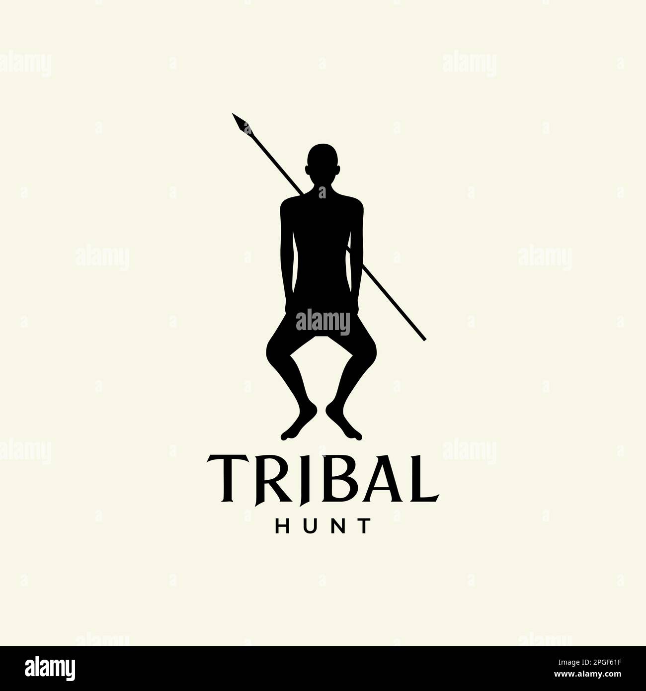 african culture people tribe ethnic hunting prey logo design vector ...
