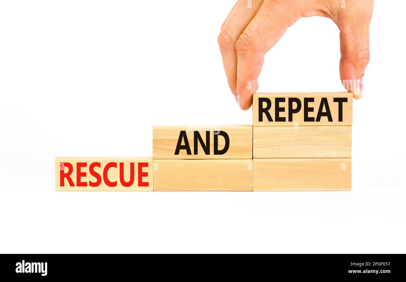 Rescue and repeat symbol. Concept words Rescue and repeat on wooden ...