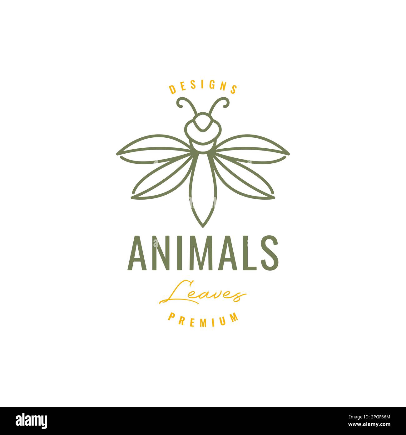 animal insect grasshopper leaves wings fly hipster logo design vector ...