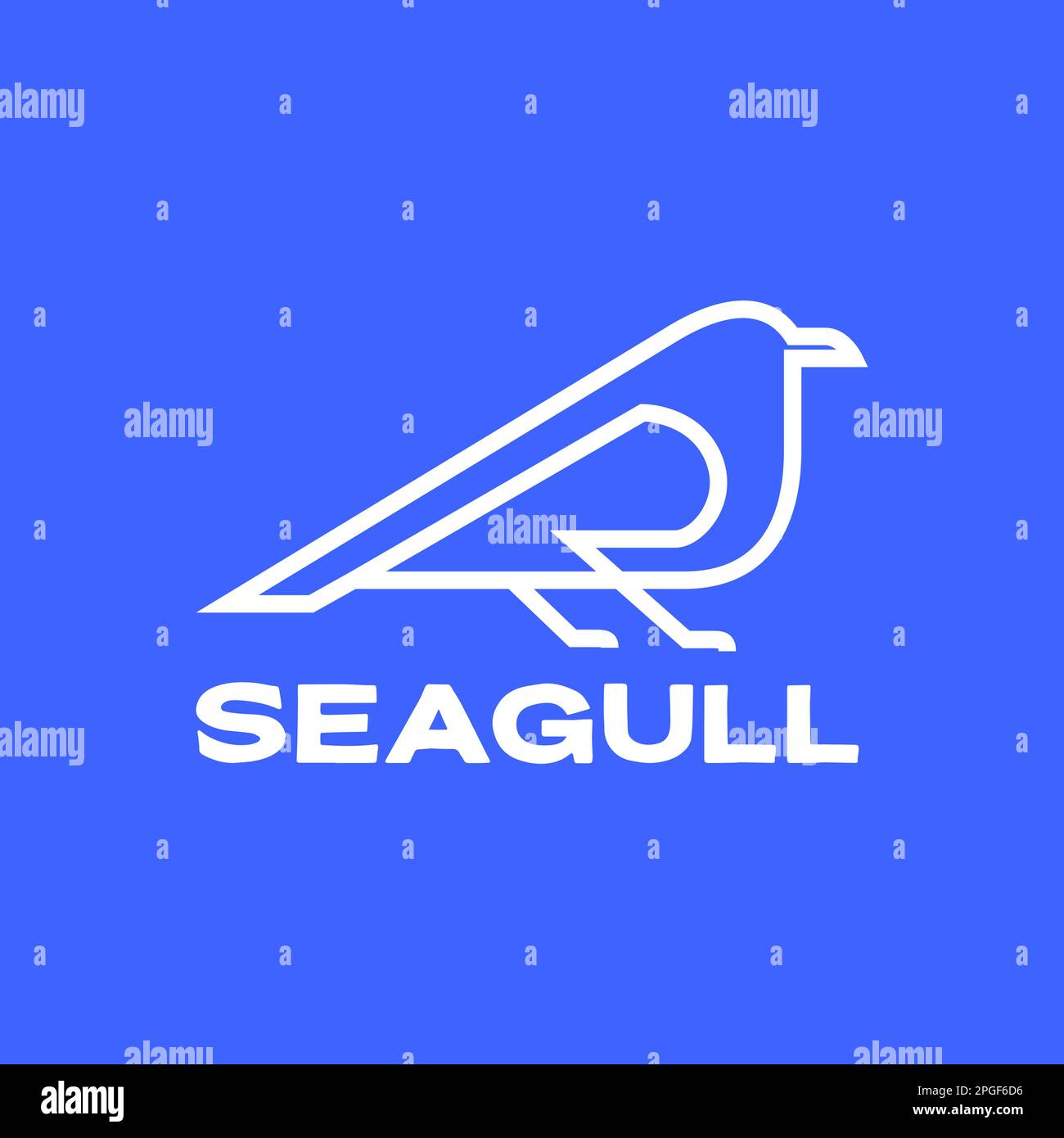 bird seagull sea ocean seashore line modern minimal logo design vector ...
