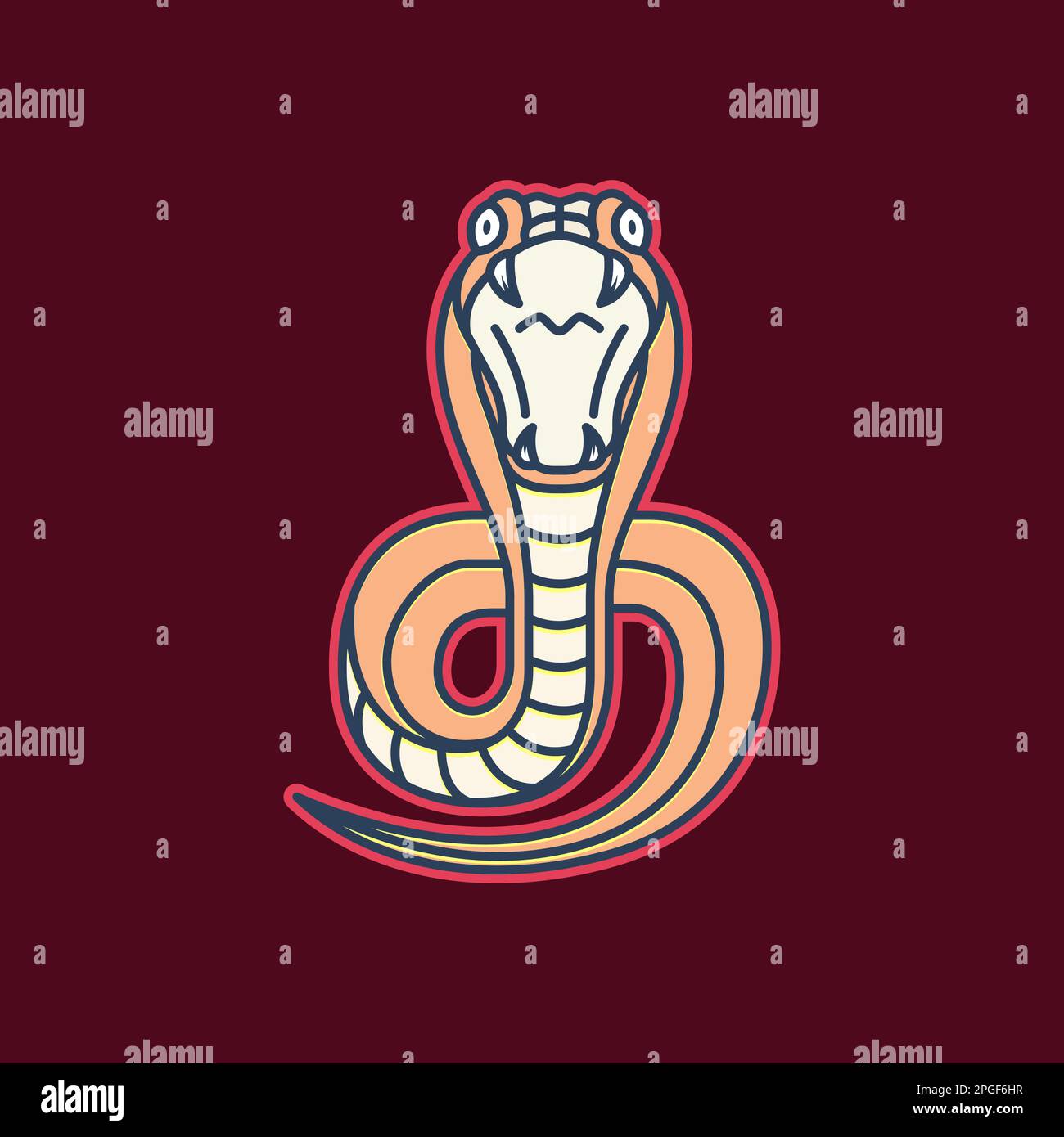 roar snake cobra reptile fang colorful sticker logo design vector Stock ...