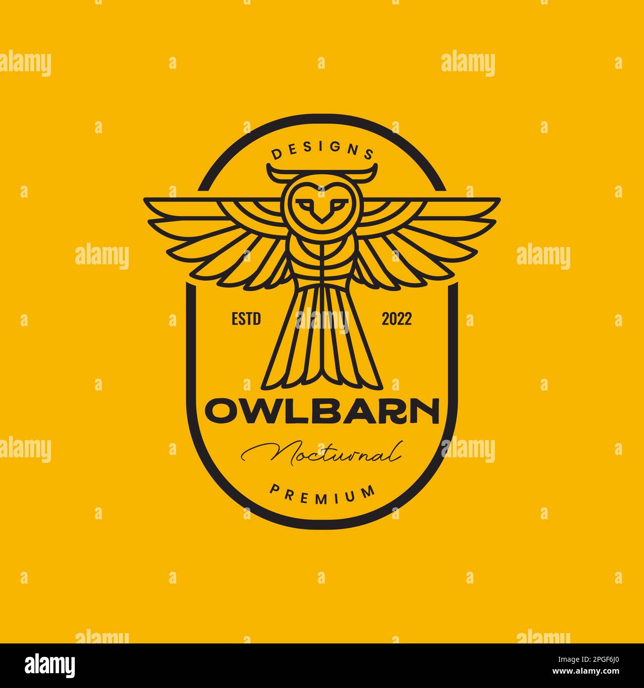 animal wildlife forest tree bird barn owl flying badge vintage ...