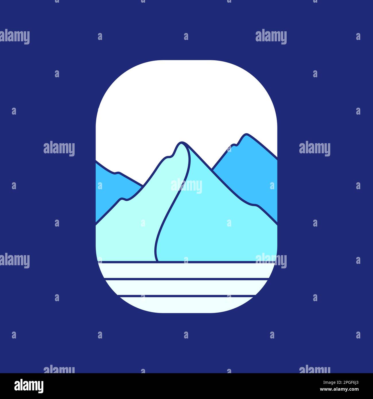 rounded badge modern iceberg mountain ice water cold colorful abstract ...