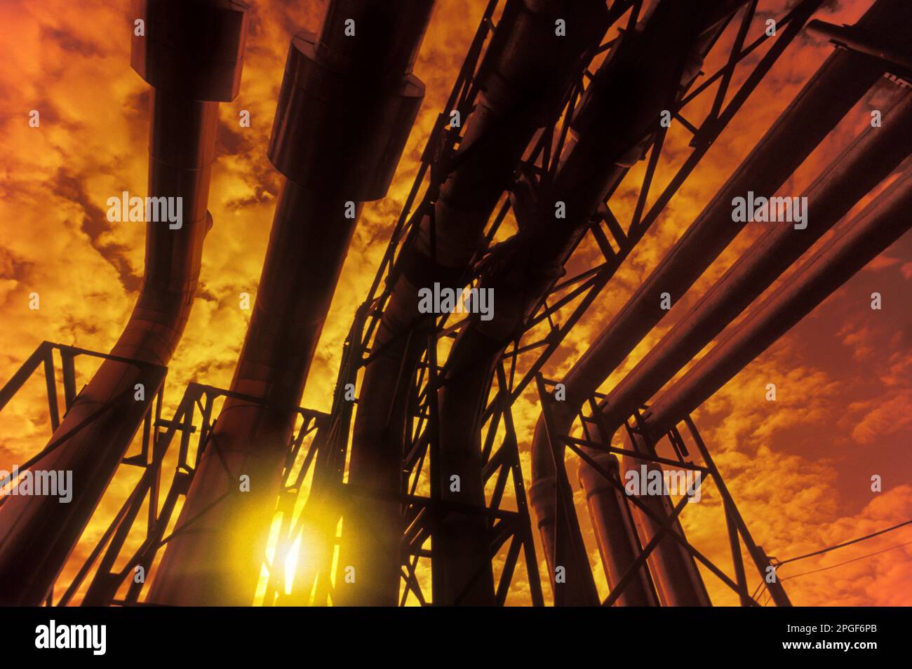 STEAM PIPES GREAT BOREFIELD GEOTHERMAL POWER PLANT WAIRAKE NORTH ISLAND ...