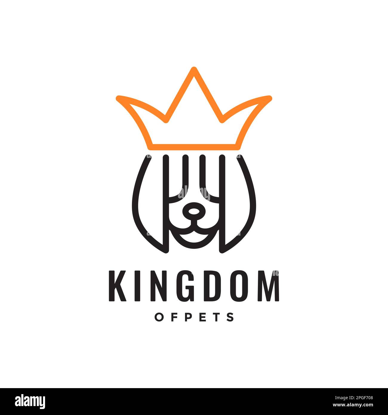face pet dog long ear legend kingdom castle king crown mascot minimal ...