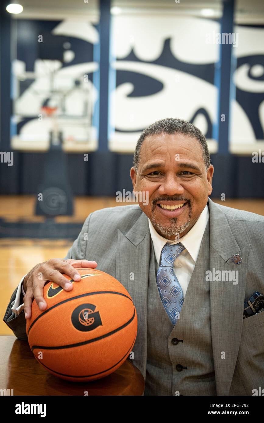 New Georgetown NCAA college basketball head coach Ed Cooley poses in ...