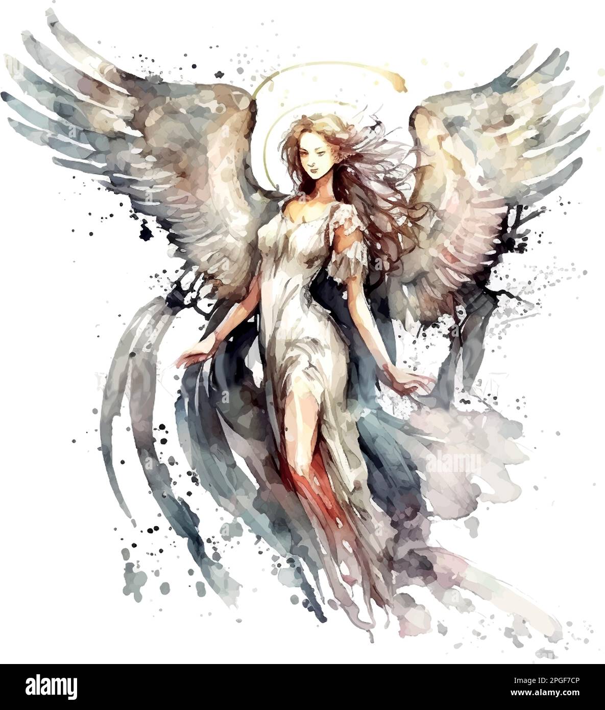 Beautiful angel with wings in brown background vector Stock Vector ...