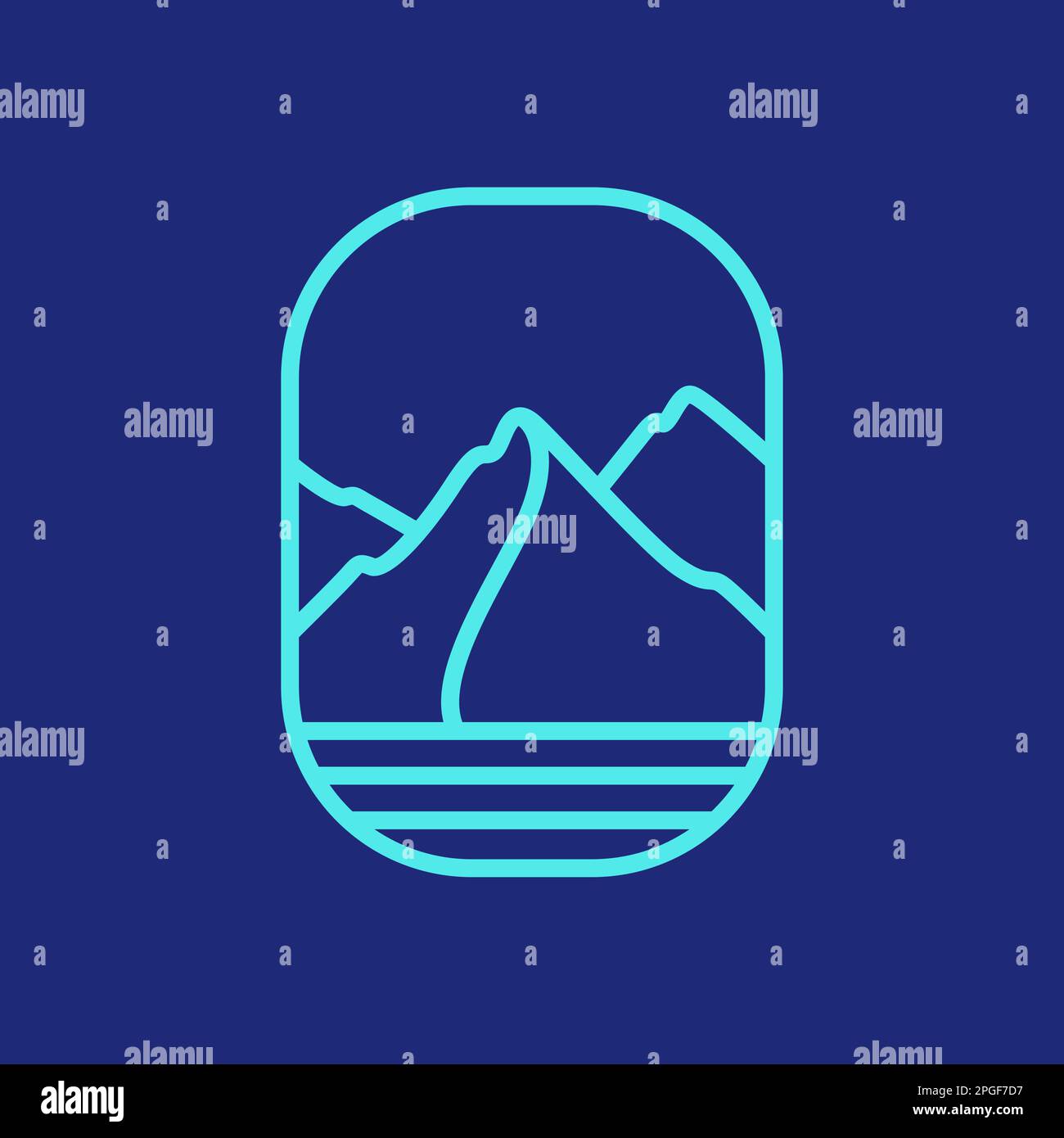 rounded badge modern iceberg mountain ice water cold minimal line logo ...