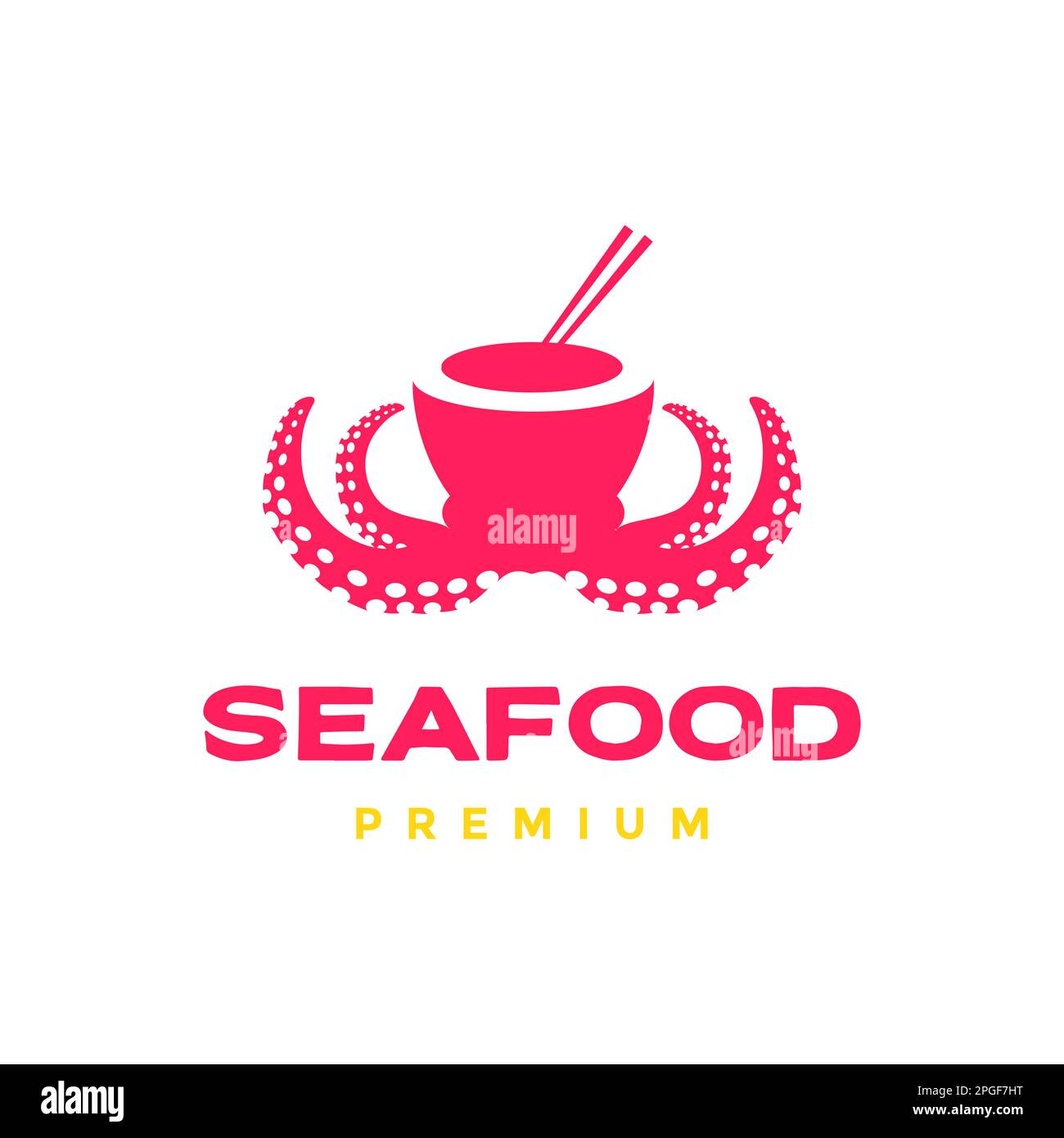 octopus tentacle seafood taste soup bowl noodle chopstick modern logo ...