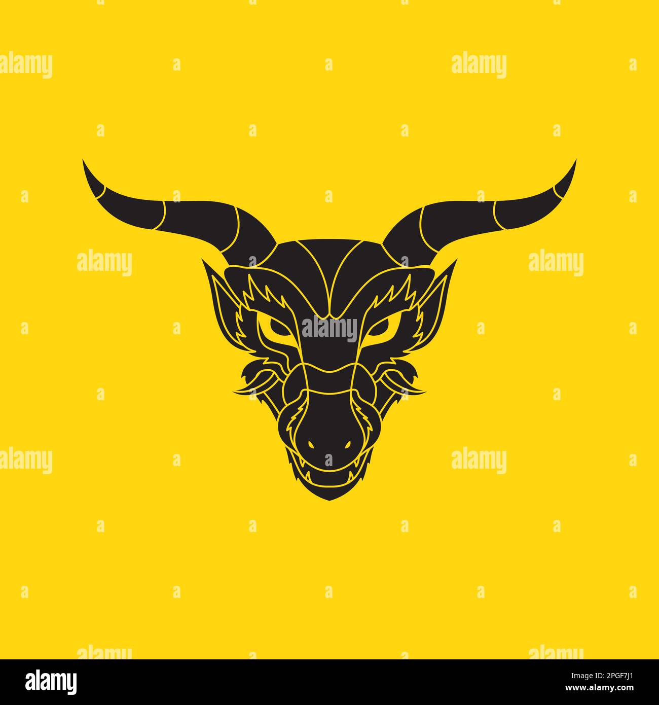 creature ancient legend myth black horned dragon head logo design ...