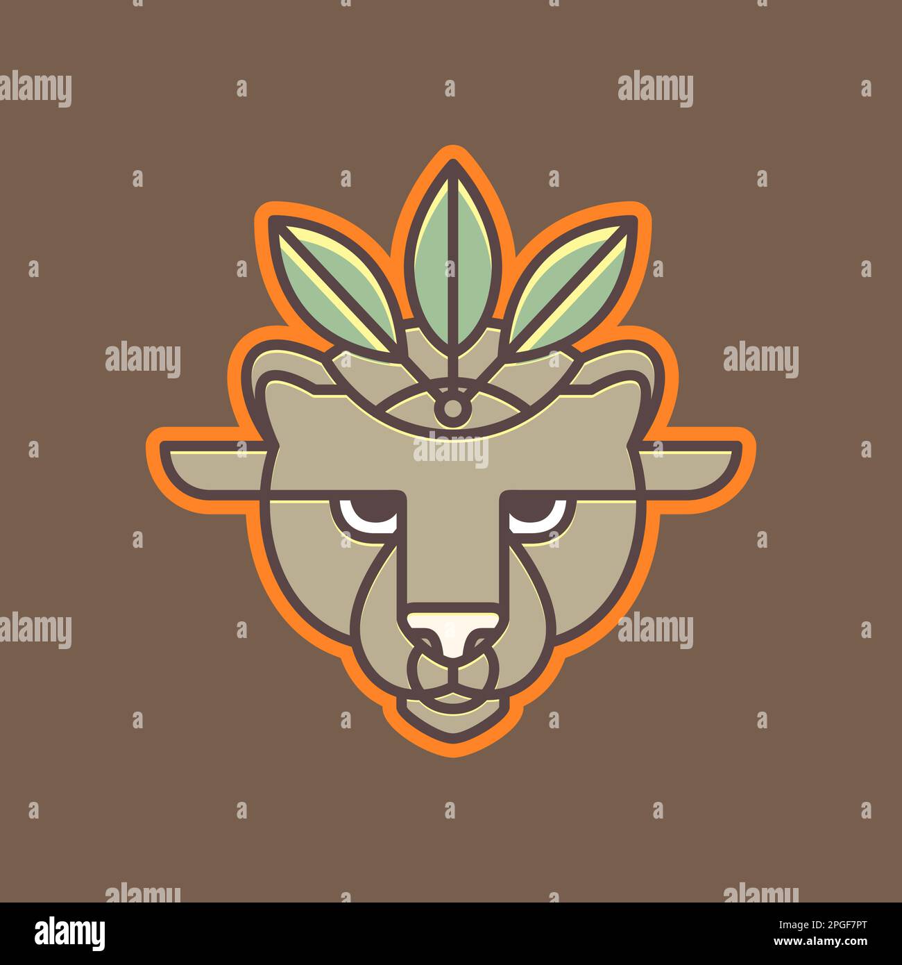 animal beast wildlife head panther culture leaves tribe ethnic ...