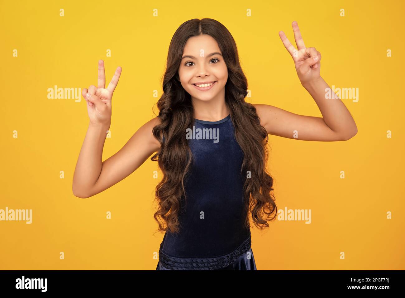 Happy girl face, positive and smiling emotions. Teenager child 12, 13 ...