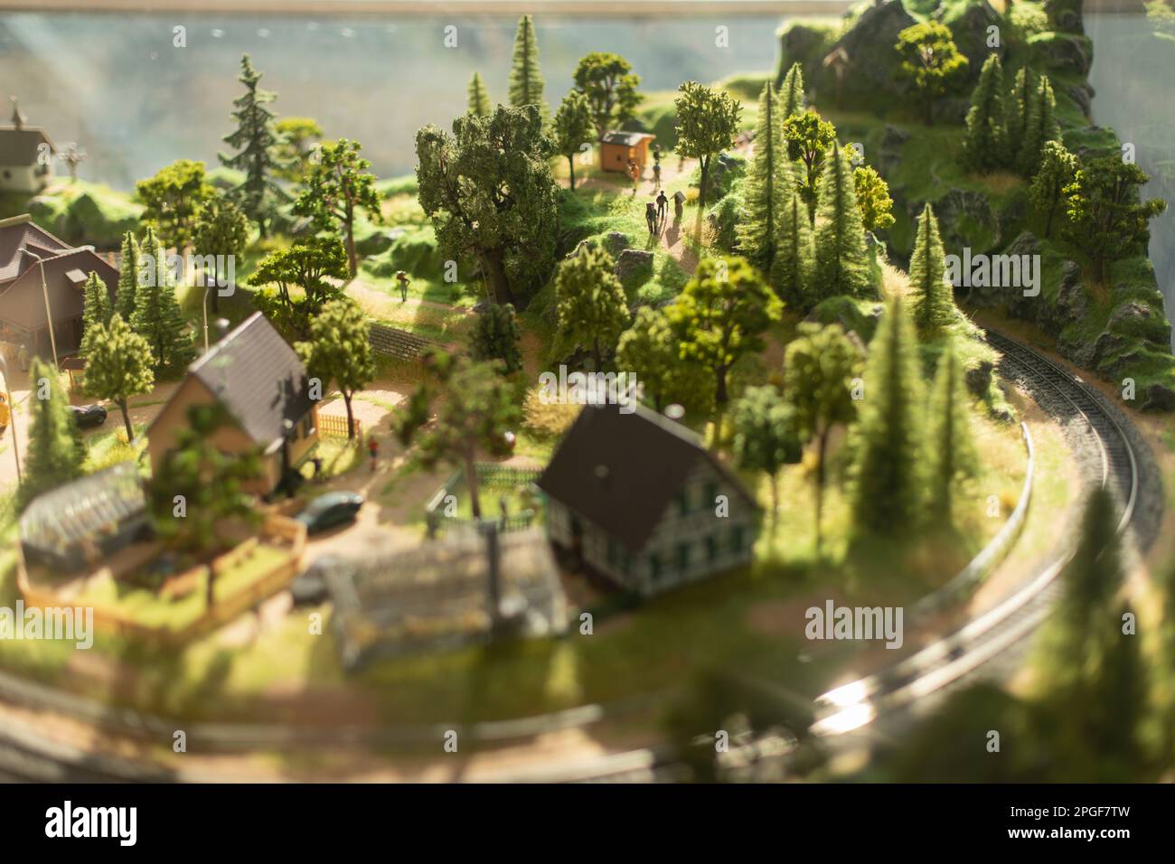 Toy Town. Model of village in mountains Stock Photo - Alamy
