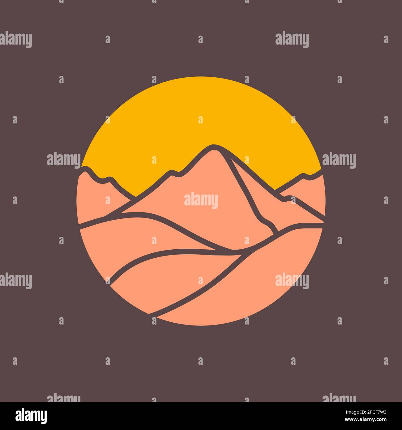 mountain desert sand sunset circle modern minimal colorful logo design ...