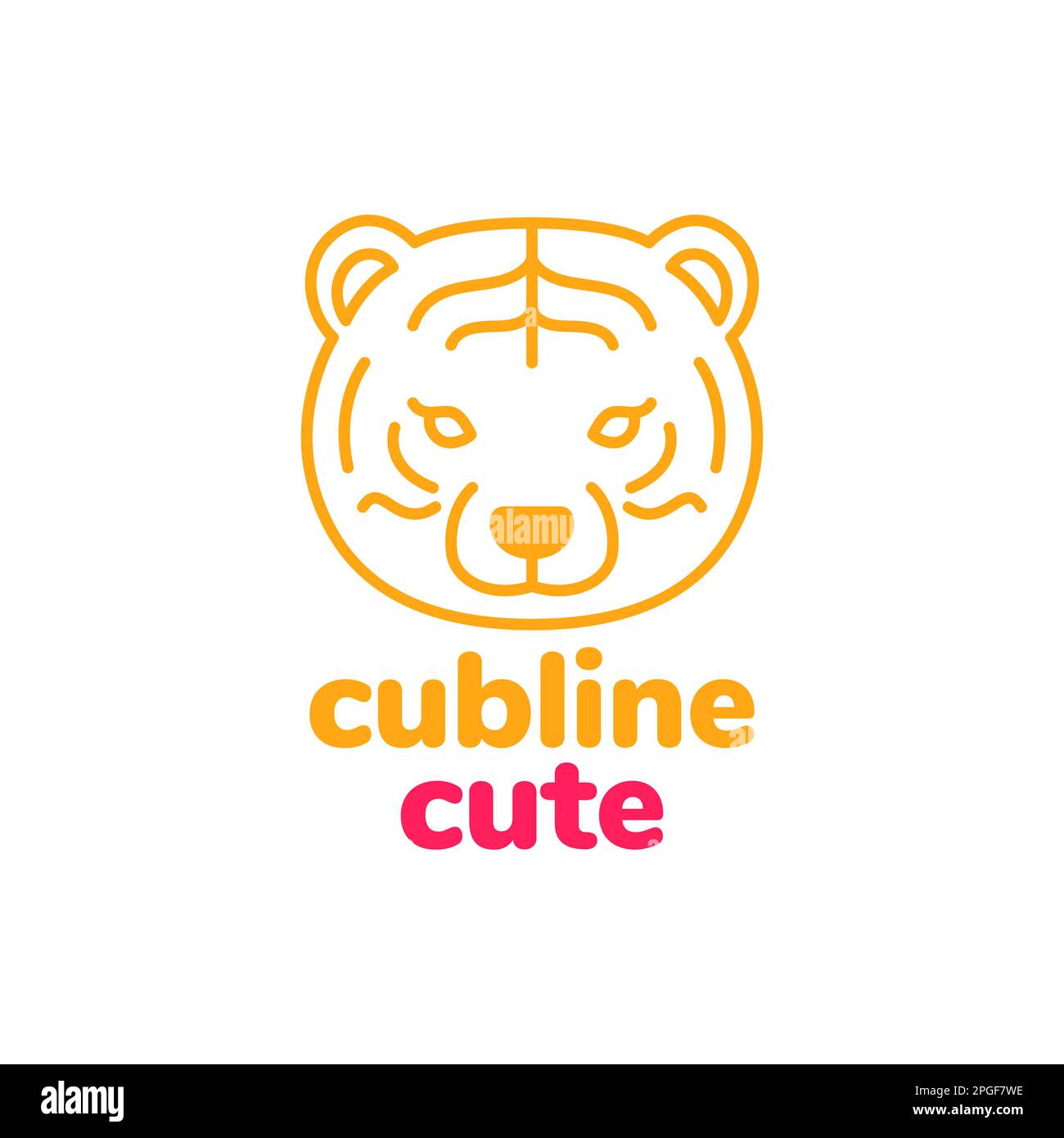 animal forest jungle wildlife beast tiger cub head face cute mascot ...