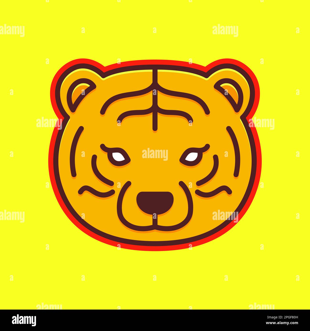 animal forest jungle wildlife beast tiger cub head face cute mascot ...