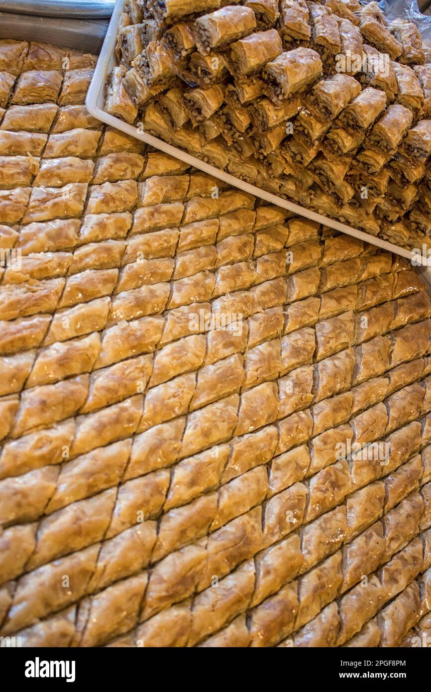 Baklavá is a traditional Greek dessert made by layering lightly ...