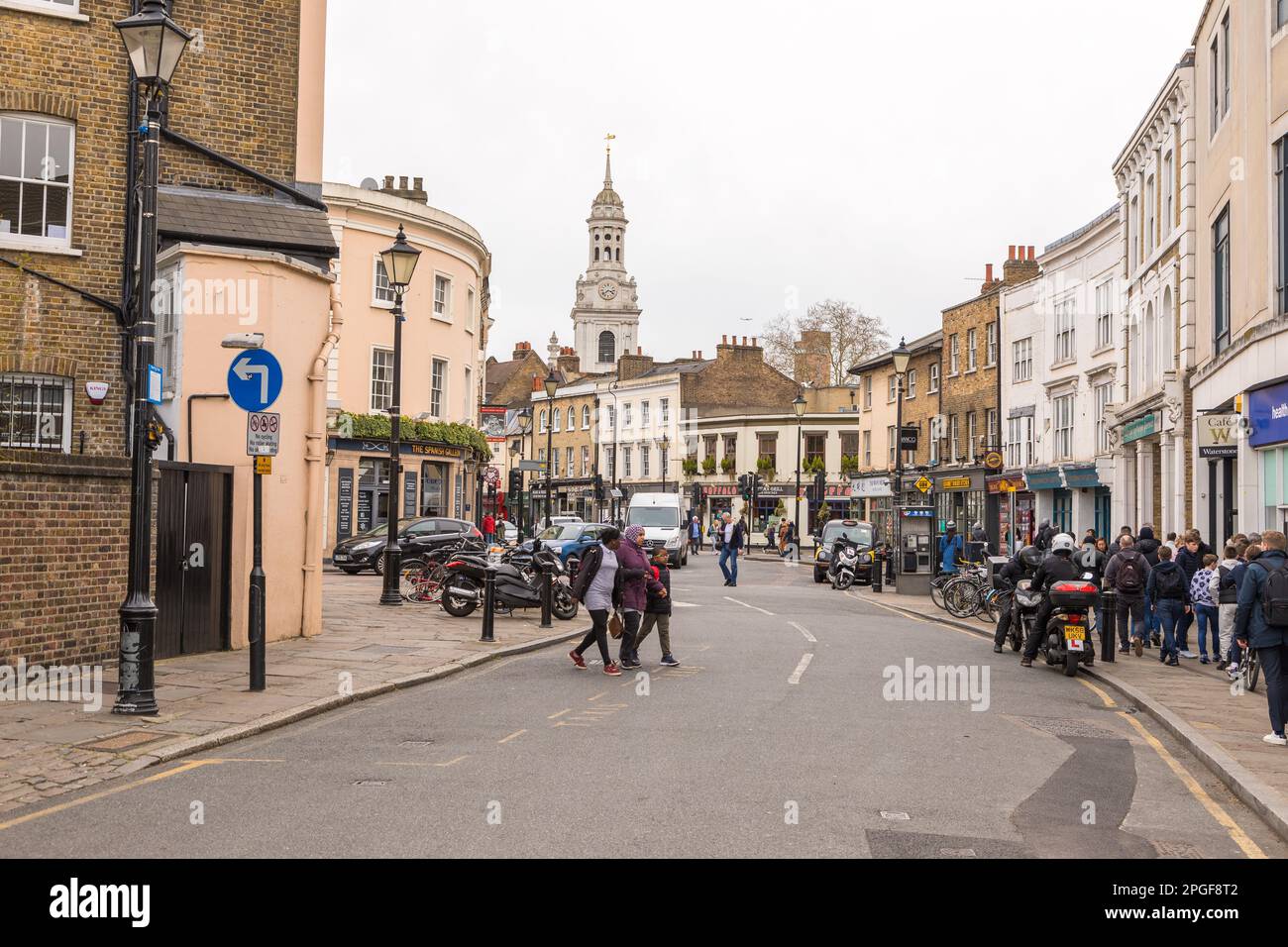London, Greenwich, UK - 05 April 2018: Historic buildings of Greenwich ...