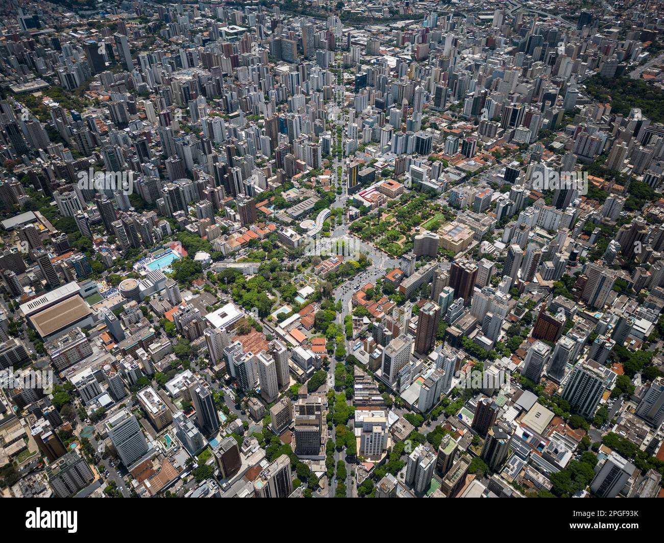 Beautiful drone aerial view to big city buildings and streets Stock ...