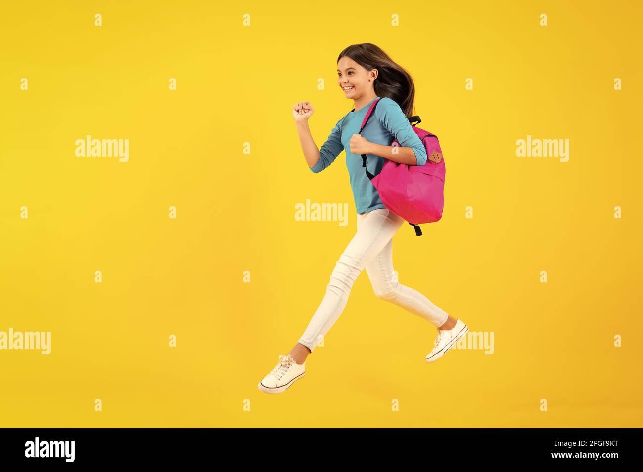 School teen with backpack. Teenager student, isolated background ...