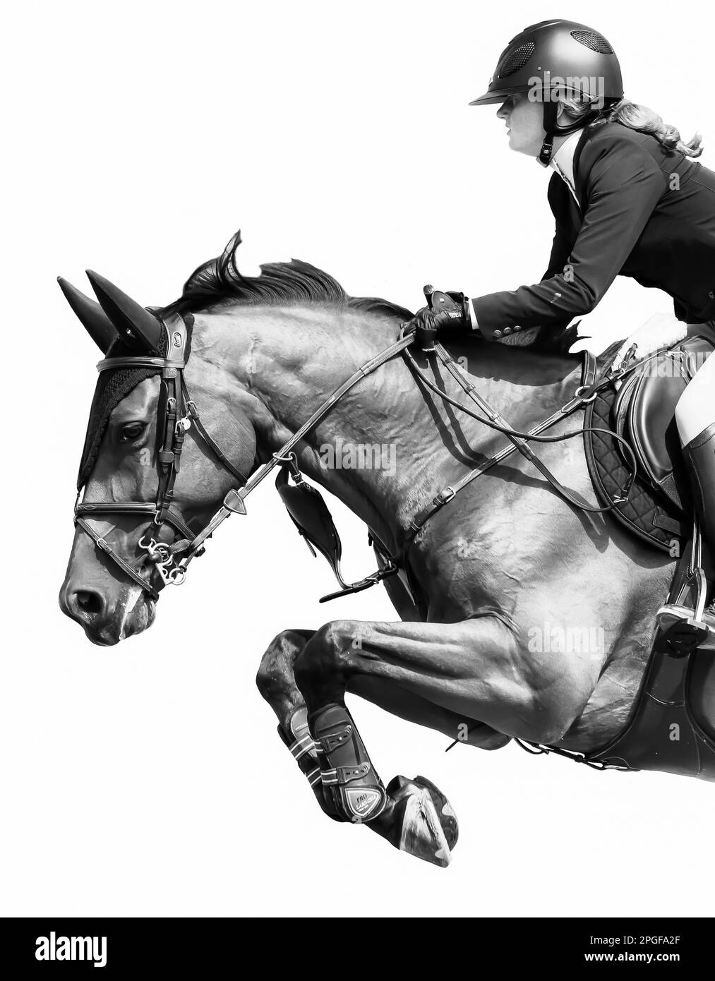 Riders compete with their mounts. Image has been edited to remove ...