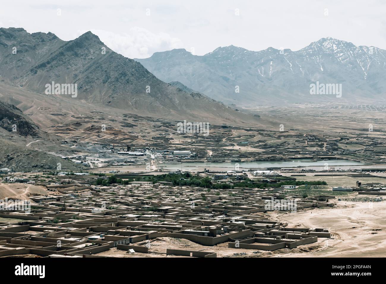 A village under the mountain in Afghanistan. A typical small village ...
