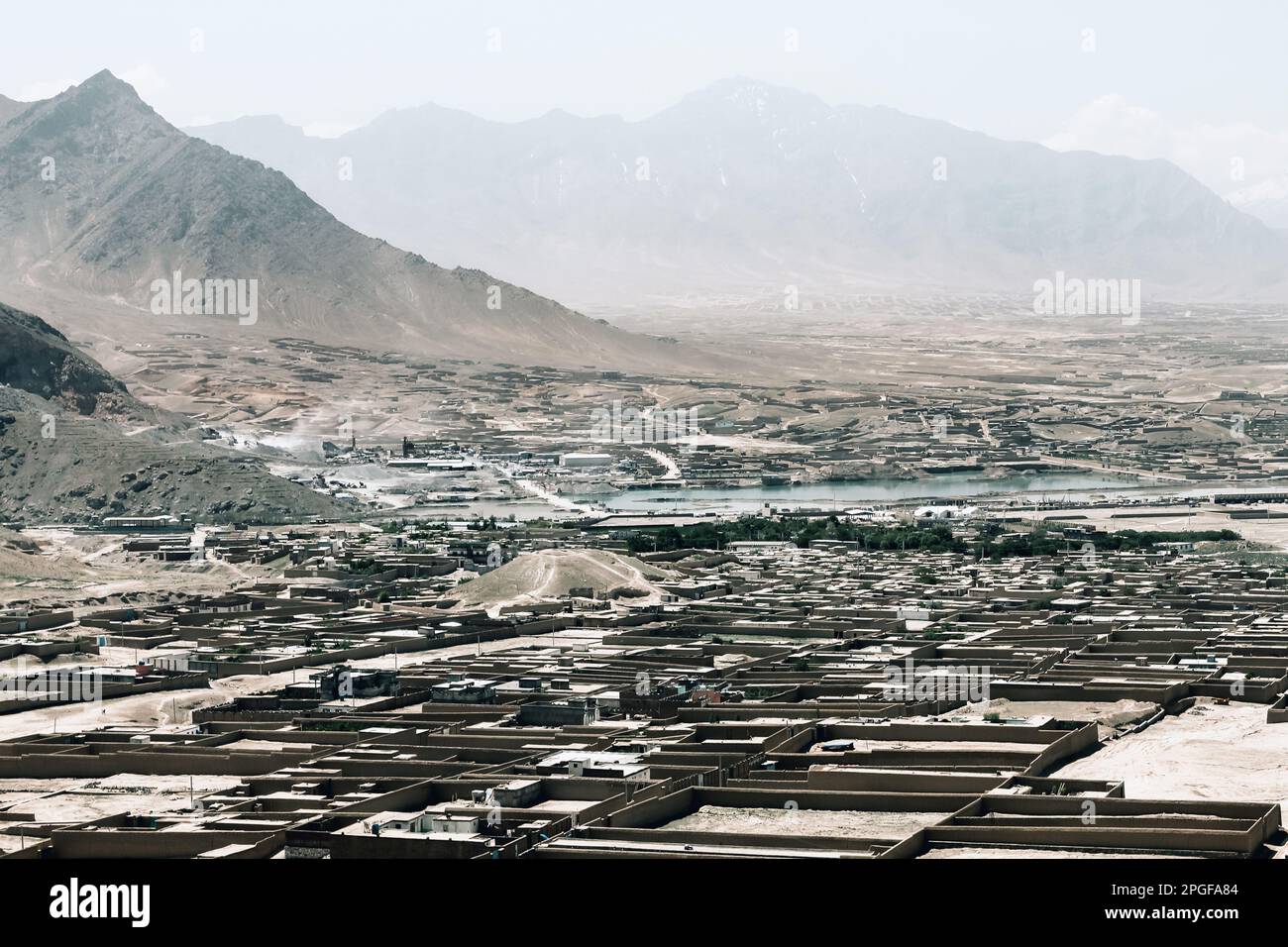 A village under the mountain in Afghanistan. A typical small village ...