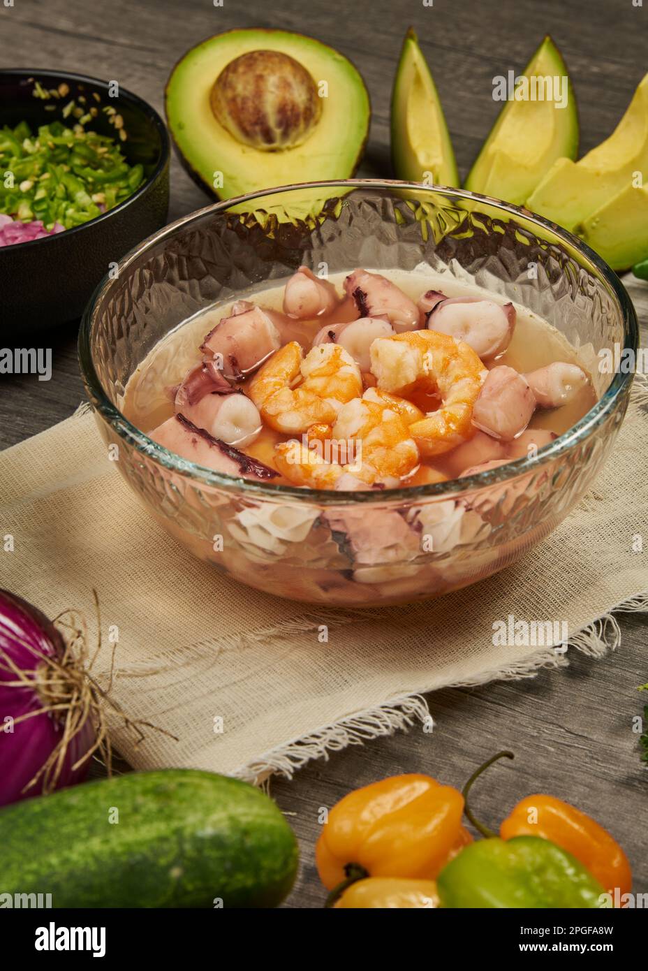 Shrimp broth without shells with vegetables for side dish Stock Photo ...